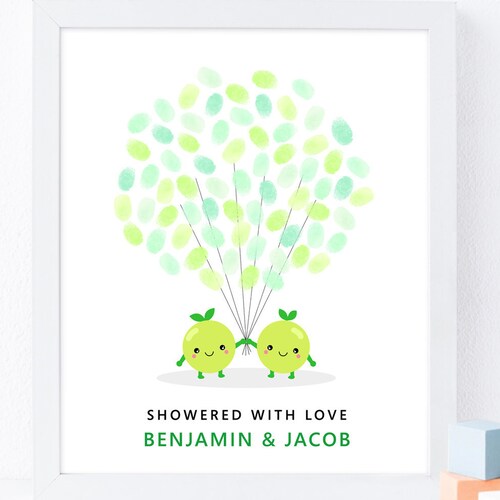 Pea Fingerprint Guestbook Twins Baby Shower Gift Peas in the - Etsy