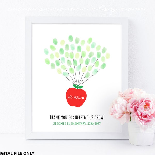 Teacher Fingerprint Art - Etsy