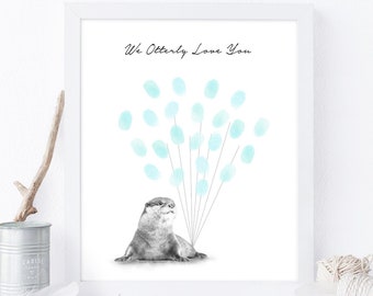 Rabbit Fingerprint guestbook Alternative Bunny Thumbprint | Etsy