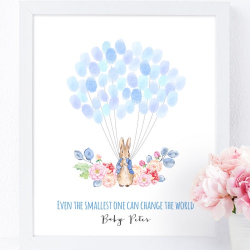 Rabbit Fingerprint Guestbook Alternative Bunny Thumbprint - Etsy