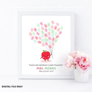 Teacher Appreciation Gift, Apple Fingerprint Guestbook, Personalized ...