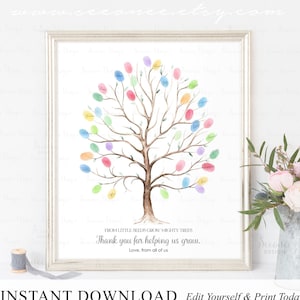 INSTANT DOWNLOAD Editable Fingerprint Tree Teacher Appreciation Gift ...