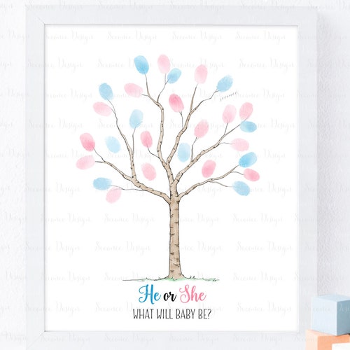 INSTANT DOWNLOAD Editable Gender Reveal Fingerprint Tree | Etsy