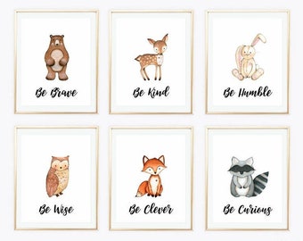 INSTANT DOWNLOAD Woodland Animals Nursery Art Printable, Set of 6 ...