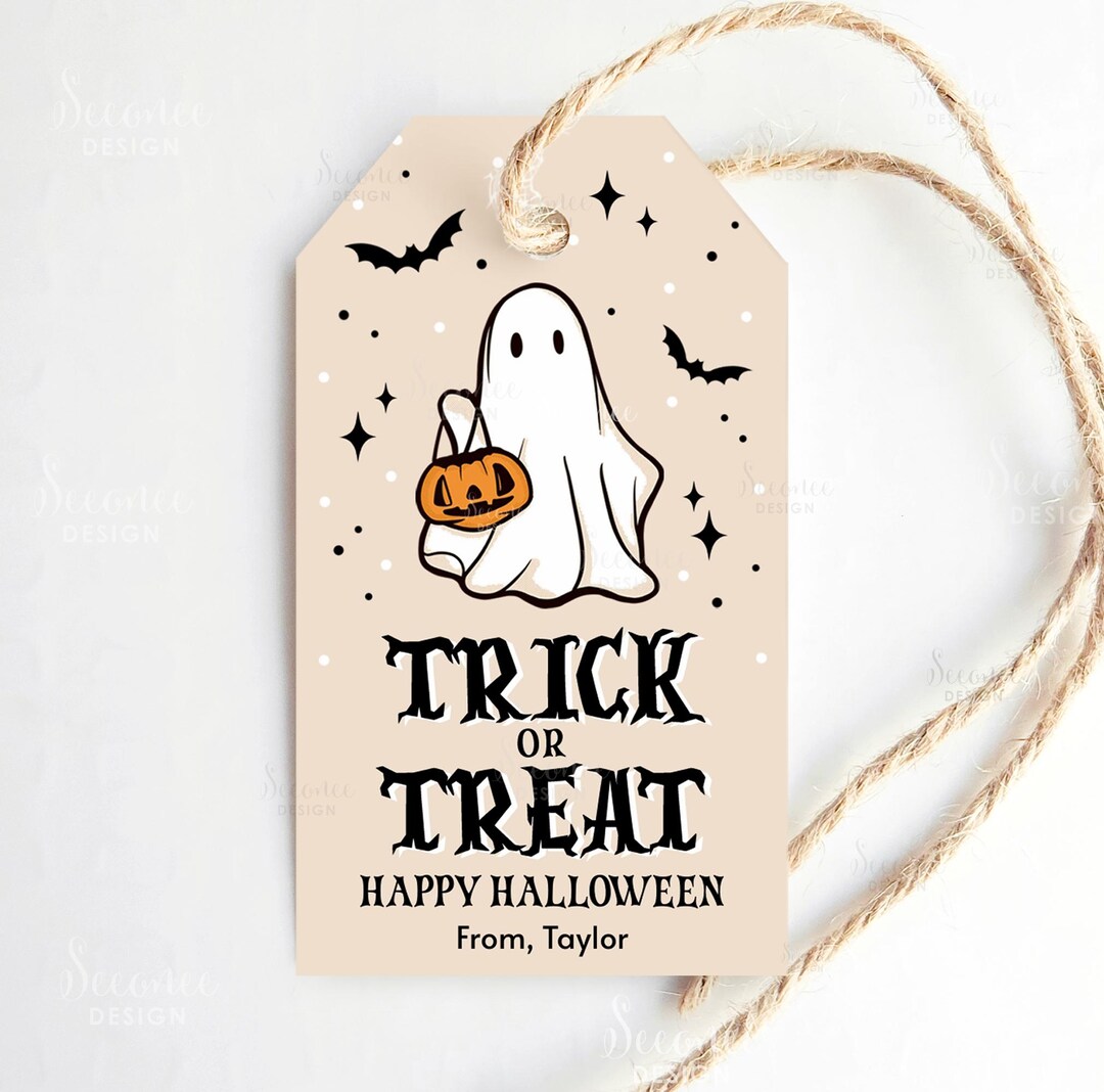Printable Happy Halloween Gift Tag, Trick or Treat Favor Bag Tag ...