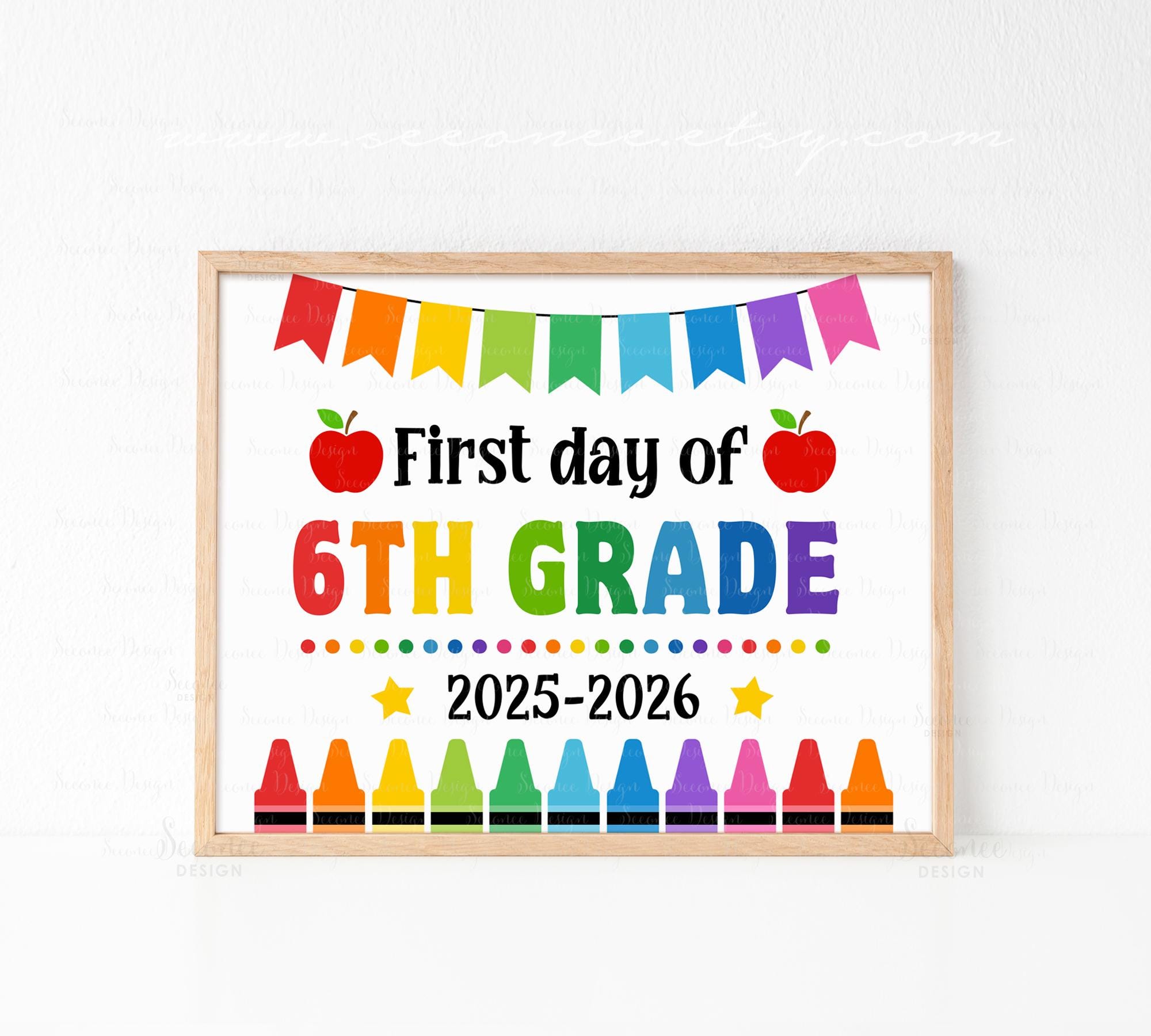 First Day of 6th Grade Sign Printable, First Day of Sixth Grade Sign ...