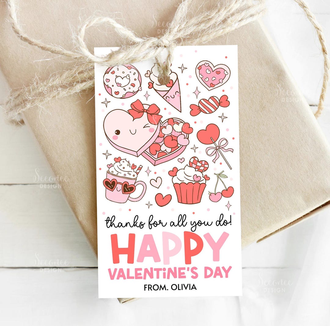 Valentine's Day Tag Printable Happy Valentines Day Treat Gift Tag ...