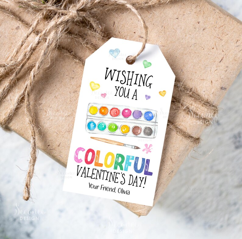 Watercolor Paint Valentine Gift Tag Printable Wishing You A Colorful ...