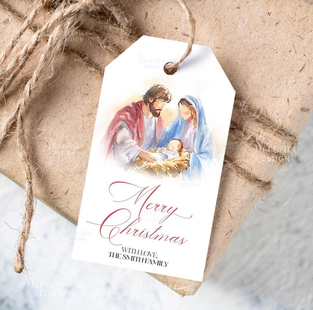 Nativity Christmas Tag Printable Merry Christmas Tag Baby Jesus Gift ...