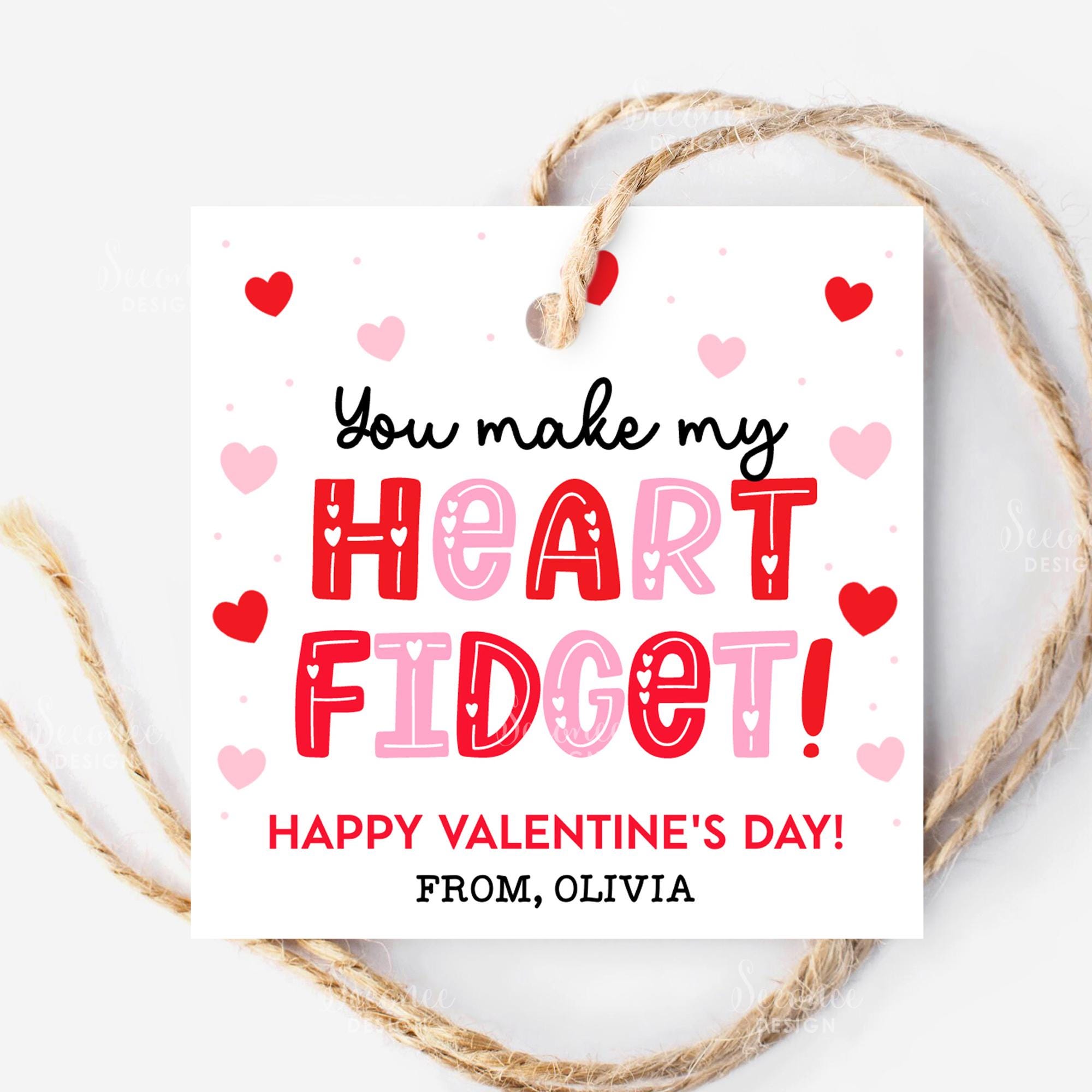 Fidget Valentine Printable Tag, Fidget Spinner Valentine Toy Favor Card ...