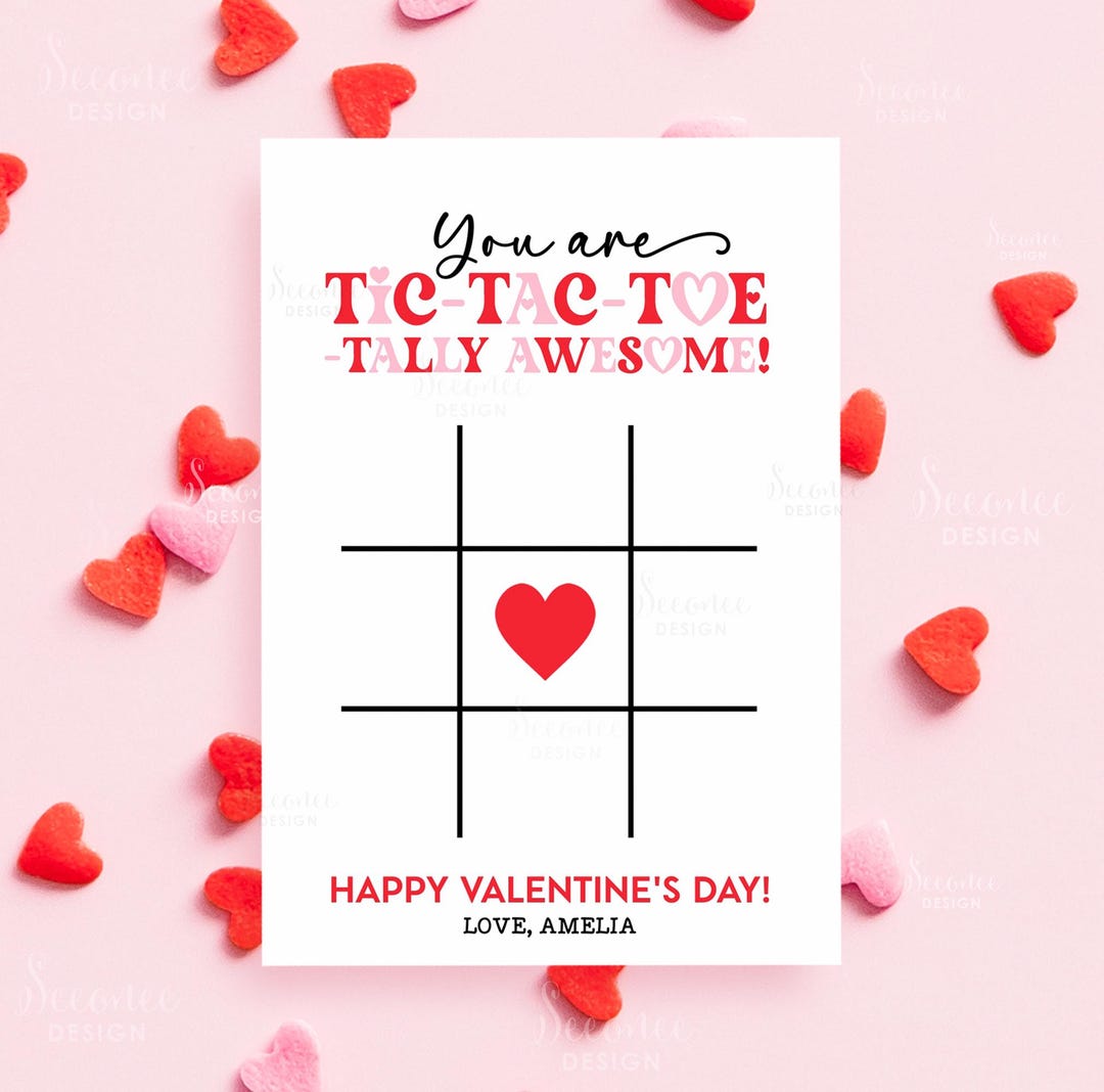 Tic Tac Toe Valentine Card Printable Classroom Valentines Tic Tac Toe ...