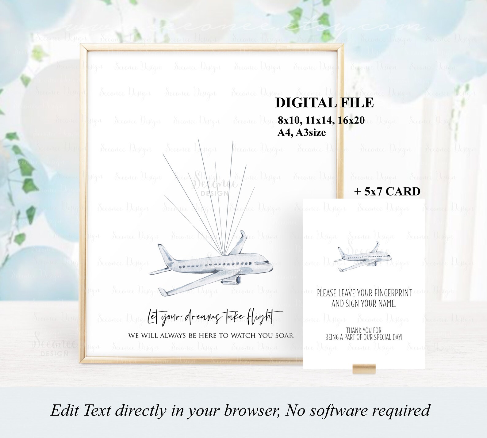 INSTANT DOWNLOAD Editable Time Flies Airplane Fingerprint - Etsy