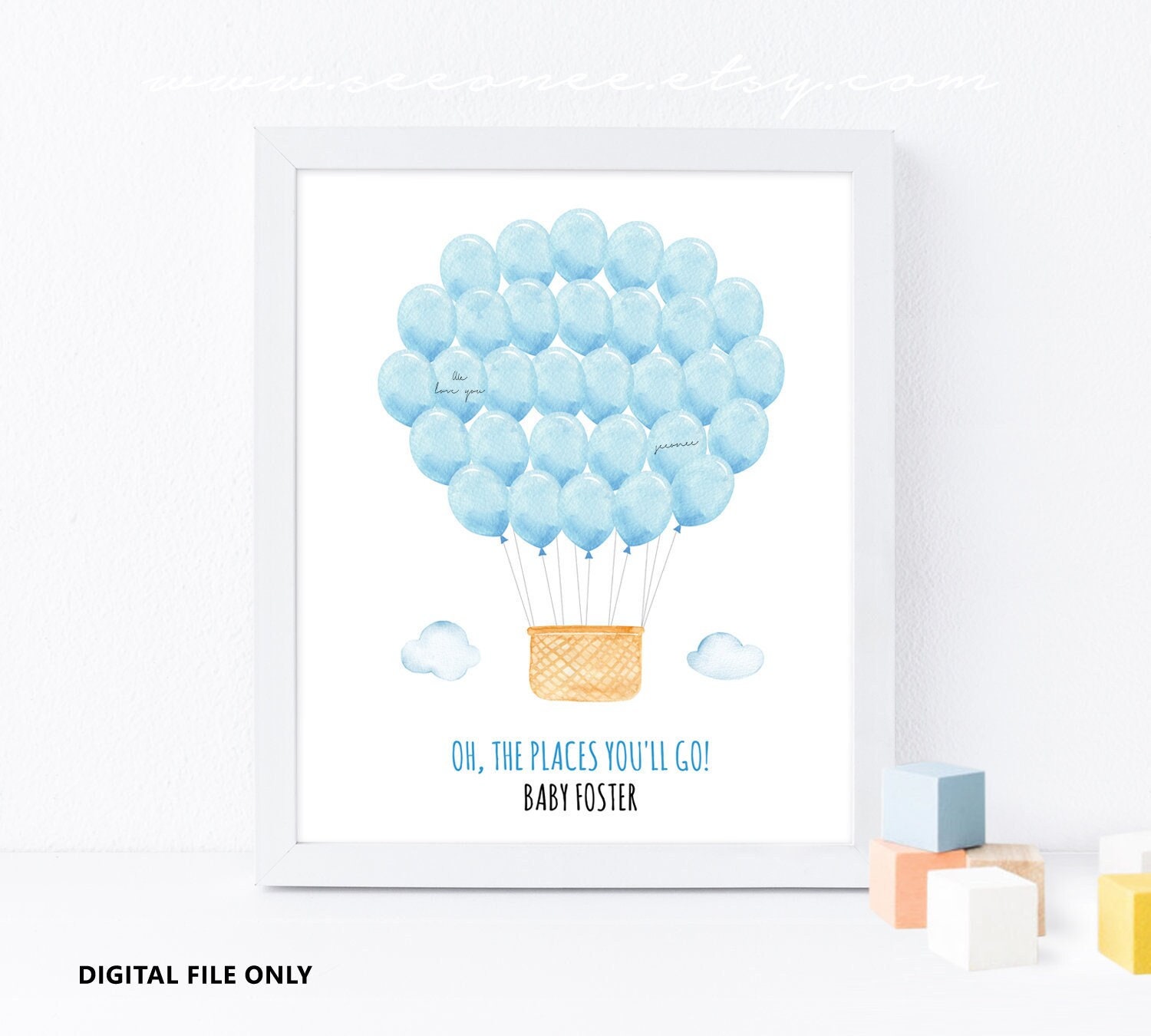 Hot Air Balloon Guestbook, Sign in Guestbook, Sign in Poster, Baby ...
