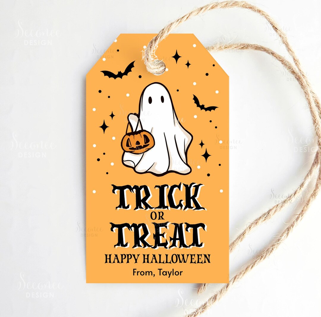 Editable Halloween Favor Tags Boo Gift Tag Costume Party Trick or Treat ...
