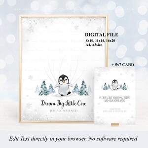 INSTANT DOWNLOAD Editable Penguin Birthday Party Thumbprint Guestbook ...