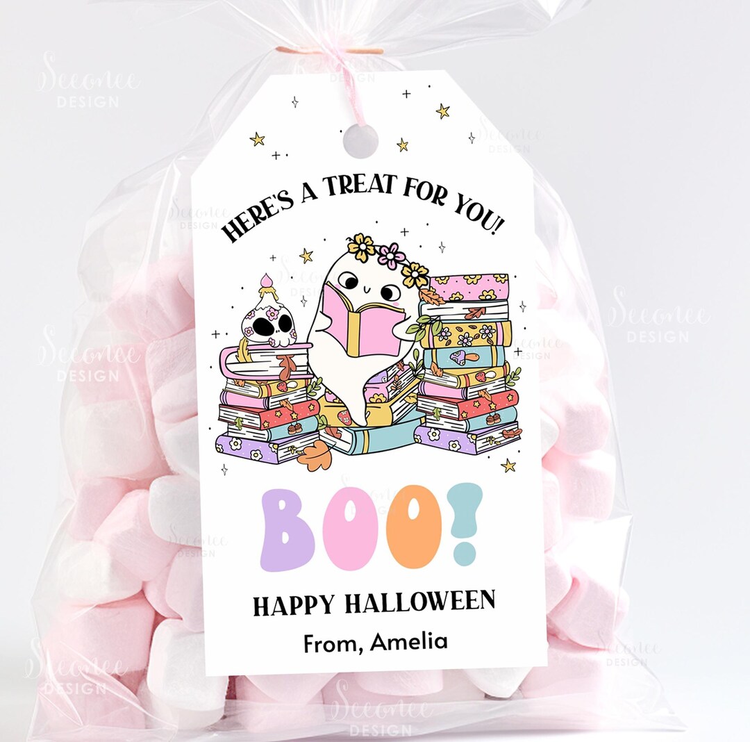 Halloween Gift Tag Printable Trick or Treat Tag Boo Halloween Treat Tag ...