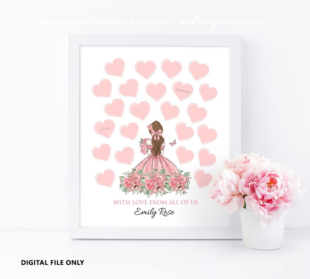 Hearts Signature Poster Guestbook Bridal Shower Gift Hen - Etsy