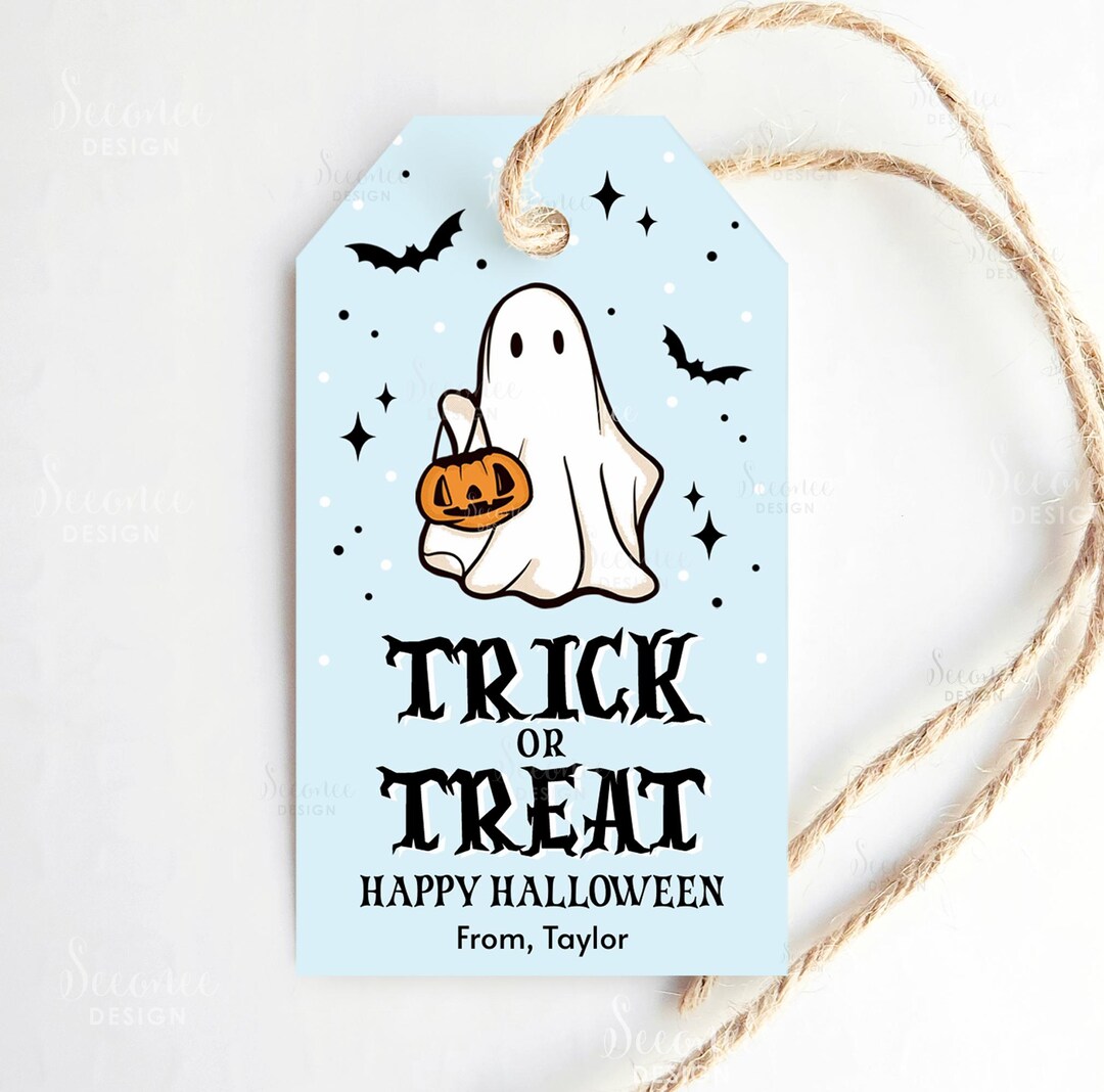 Printable Trick or Treat Gift Tag, Editable Halloween Gift Tag, Happy ...