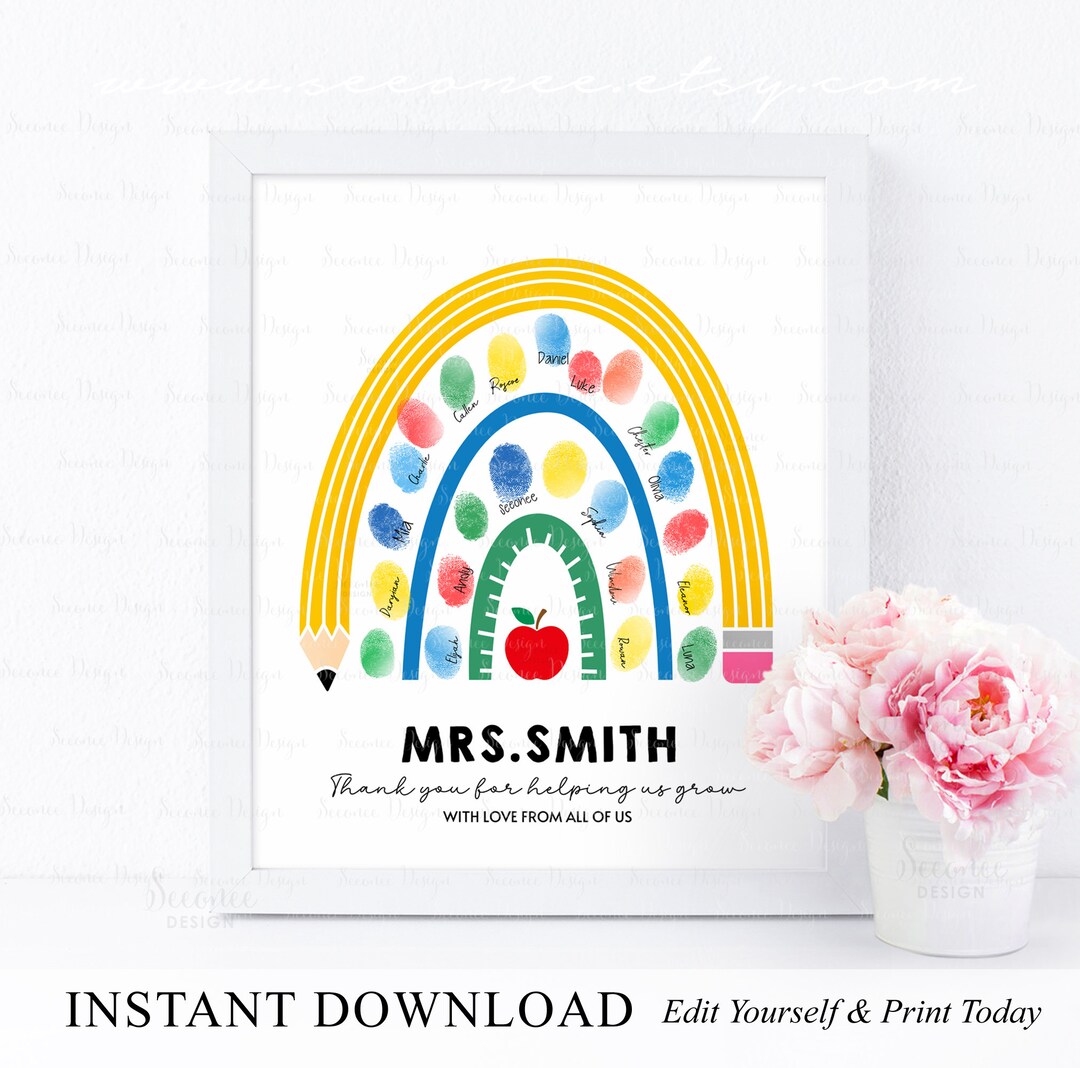 INSTANT DOWNLOAD Editable Rainbow Teacher Appreciation Gift Ideas ...