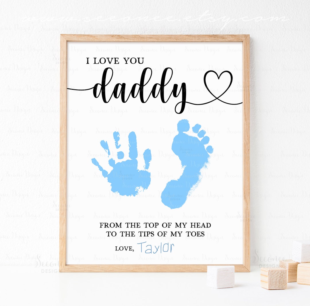 Father Birthday Handprint Gift Ideas, Fathers Day Handprint Footprint ...
