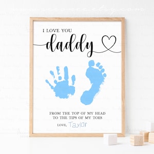 Father Birthday Handprint Gift Ideas, Fathers Day Handprint Footprint ...