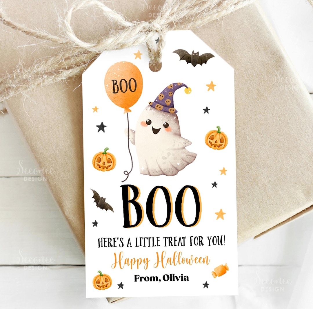Halloween Gift Tag Printable Trick or Treat Tag Boo Halloween Treat Tag ...