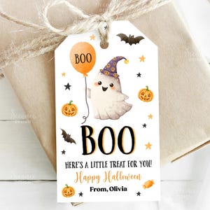 Halloween Gift Tag Printable Trick or Treat Tag Boo Halloween Treat Tag ...