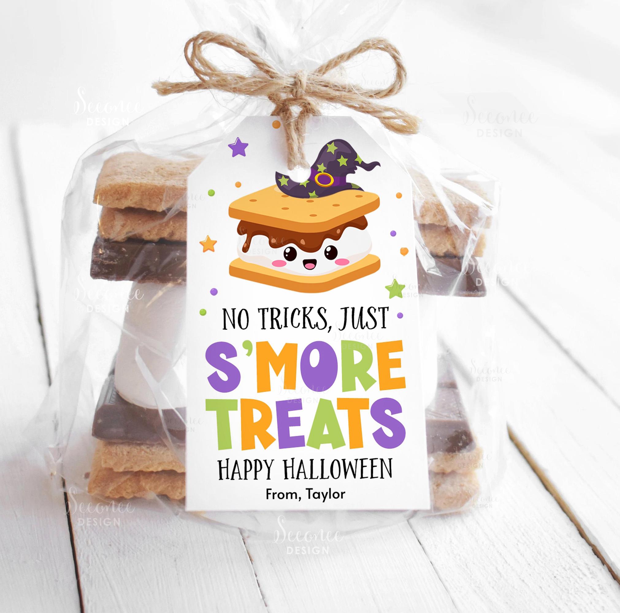 Halloween S'mores Gift Tag Printable No Tricks Just S'more Treats Favor ...