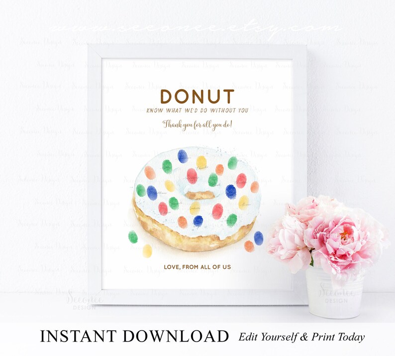 INSTANT DOWNLOAD Editable Donut Teacher Appreciation Gift - Etsy