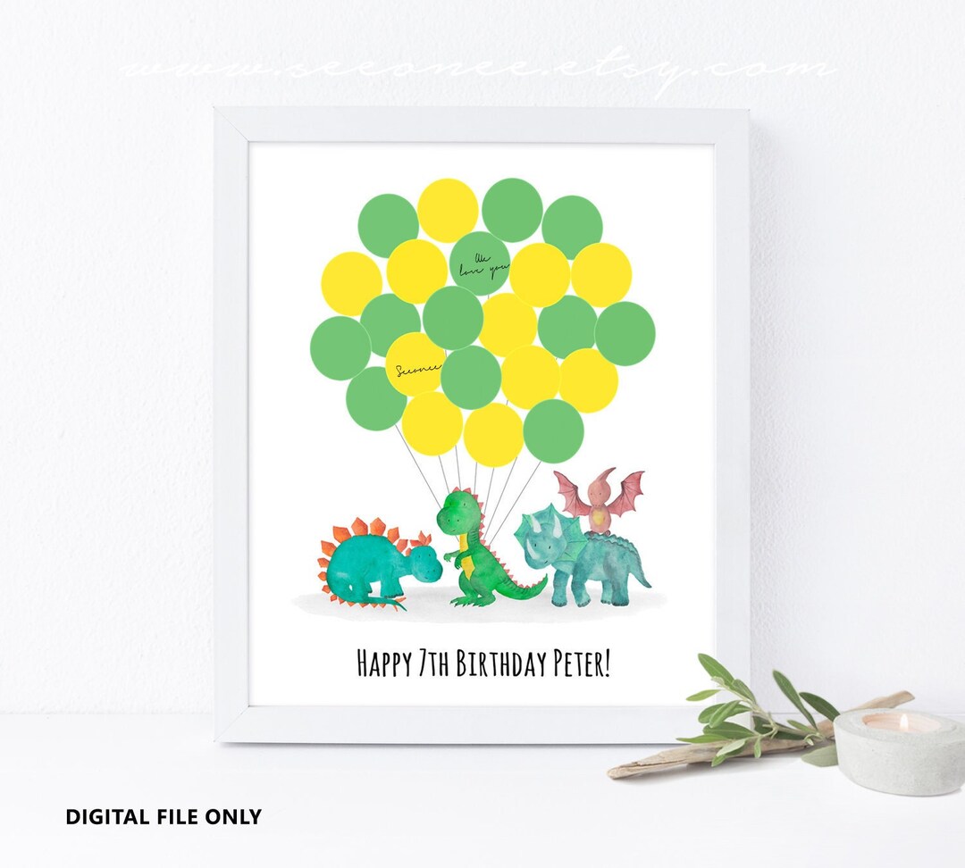 Dinosaur Signature Guestbook Alternative Dino Theme Birthday - Etsy