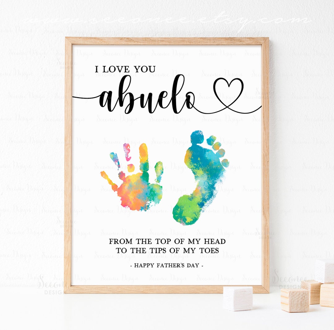Abuelo Fathers Day Handprint Footprint Art Craft Gift, Fathers Day Gift ...