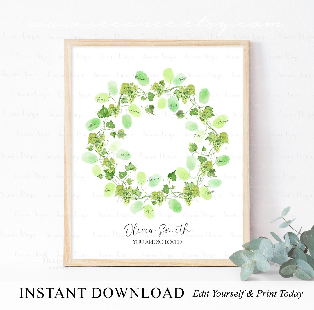 INSTANT DOWNLOAD Editable Grape Party Fingerprint Guest Book Sign ...