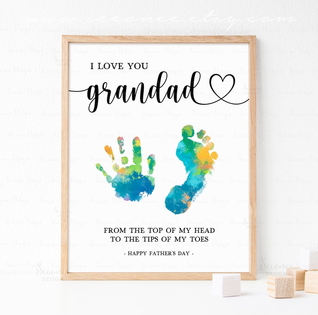 Grandad Fathers Day Handprint Footprint Art Craft Gift, Fathers Day ...