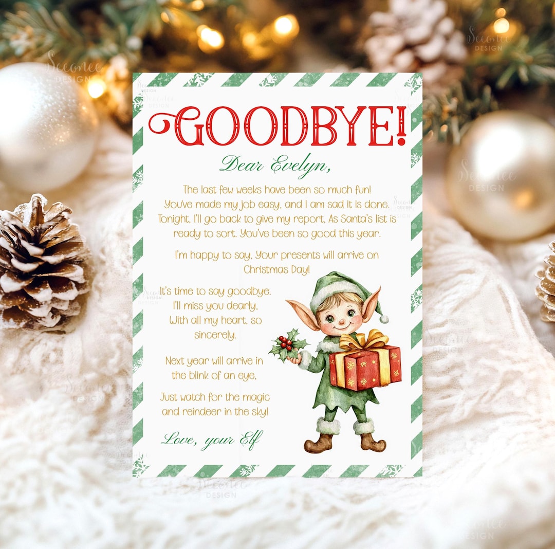 Goodbye From Elf Letter Printable, Christmas Elf Farewell Letter ...