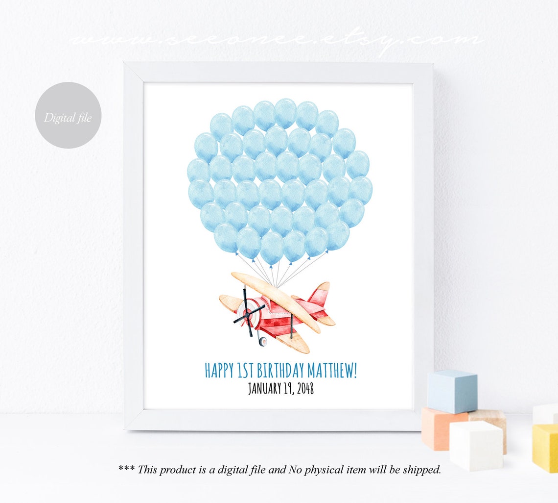 Airplane Signature Guestbook Sign in Poster Sign in Balloon - Etsy