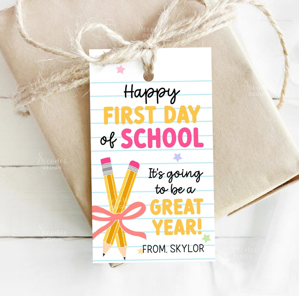First Day of School Gift Tag Printable Back to School Classroom Gift ...