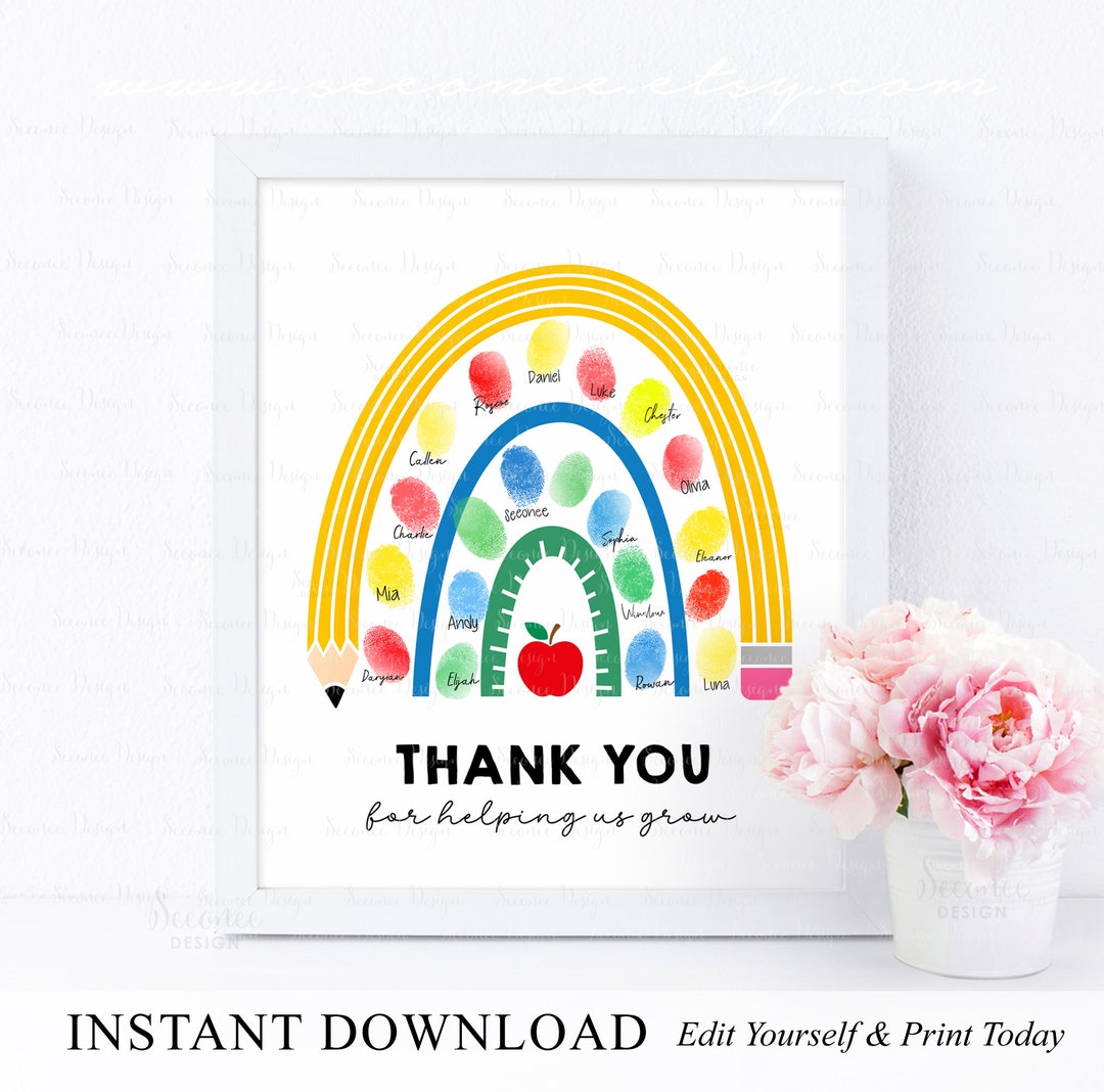 INSTANT DOWNLOAD Editable Rainbow Teacher Appreciation Gift Ideas ...