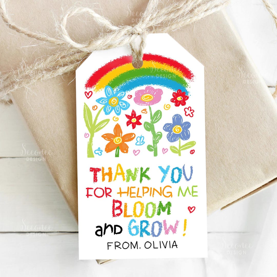 Teacher Appreciation Tags Thank You for Helping Me Bloom Plant Flower ...