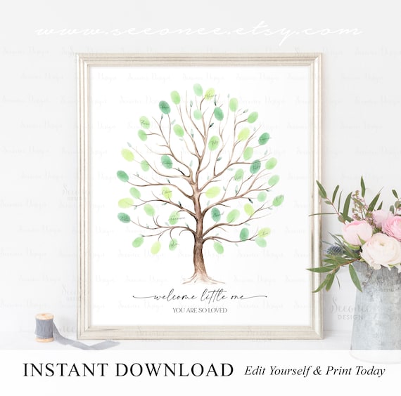 Baby Shower Thumbprint Tree