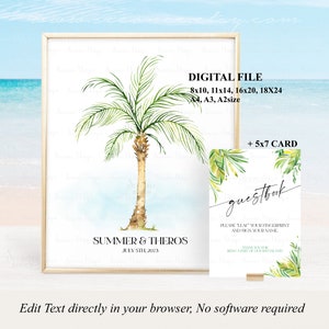 INSTANT DOWNLOAD Editable Palm Tree Fingerprint Guest Book Alternative ...