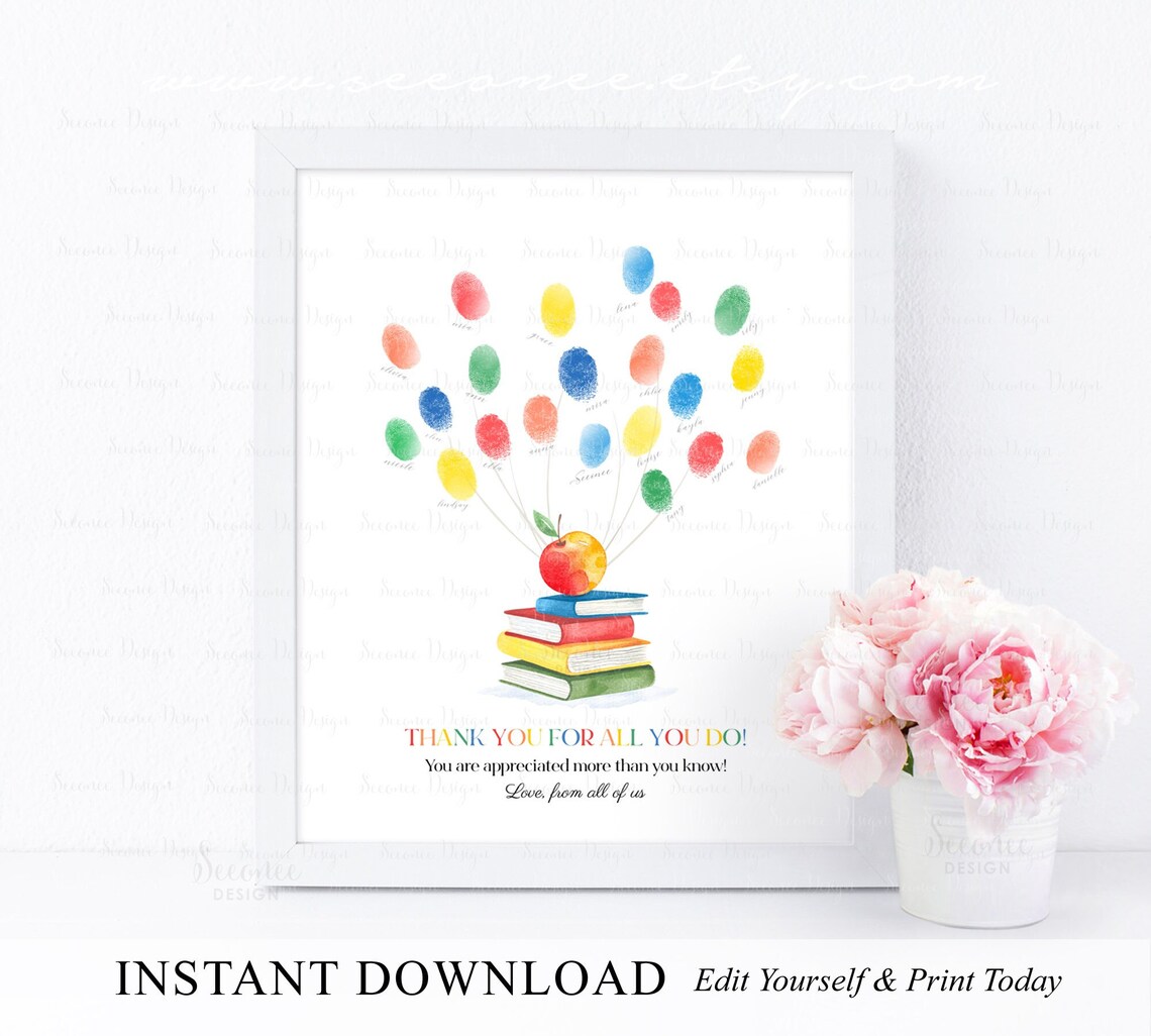 INSTANT DOWNLOAD Editable Apple Fingerprint Art Teacher - Etsy