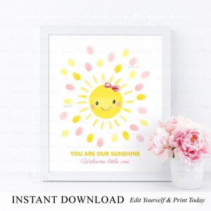 INSTANT DOWNLOAD Editable Sunshine Baby Shower Fingerprint Guestbook ...