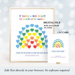 INSTANT DOWNLOAD Editable Rainbow Heart Teacher Appreciation Gift, End ...