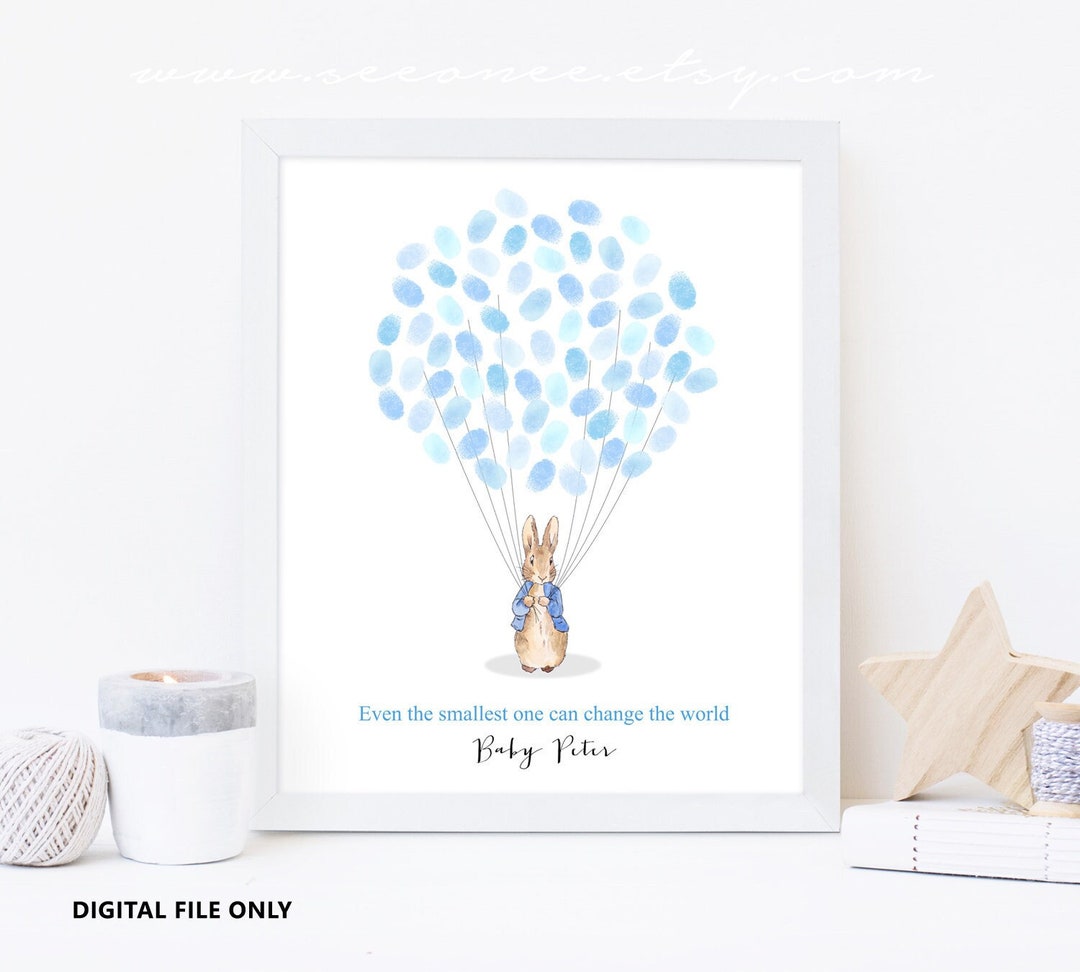 Rabbit Baby Shower Guestbook Fingerprint Guest Book Alternative, Peter ...