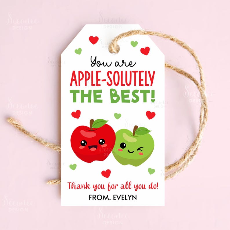Apple Thank You Tags, Apple Appreciation Week Gift Tag, You Are Apple ...
