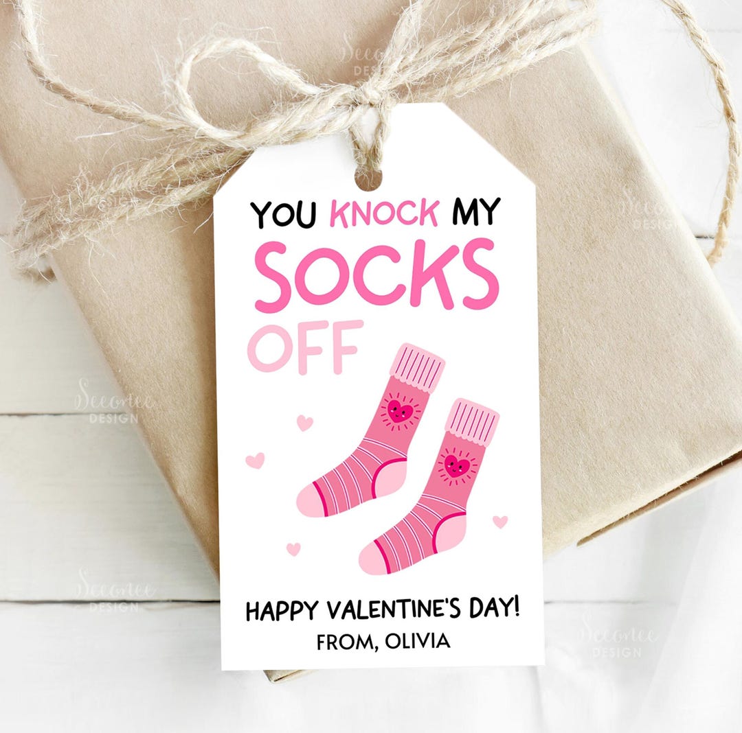 Socks Valentine Tag Editable Template Valentine's Day Socks Gift Card ...