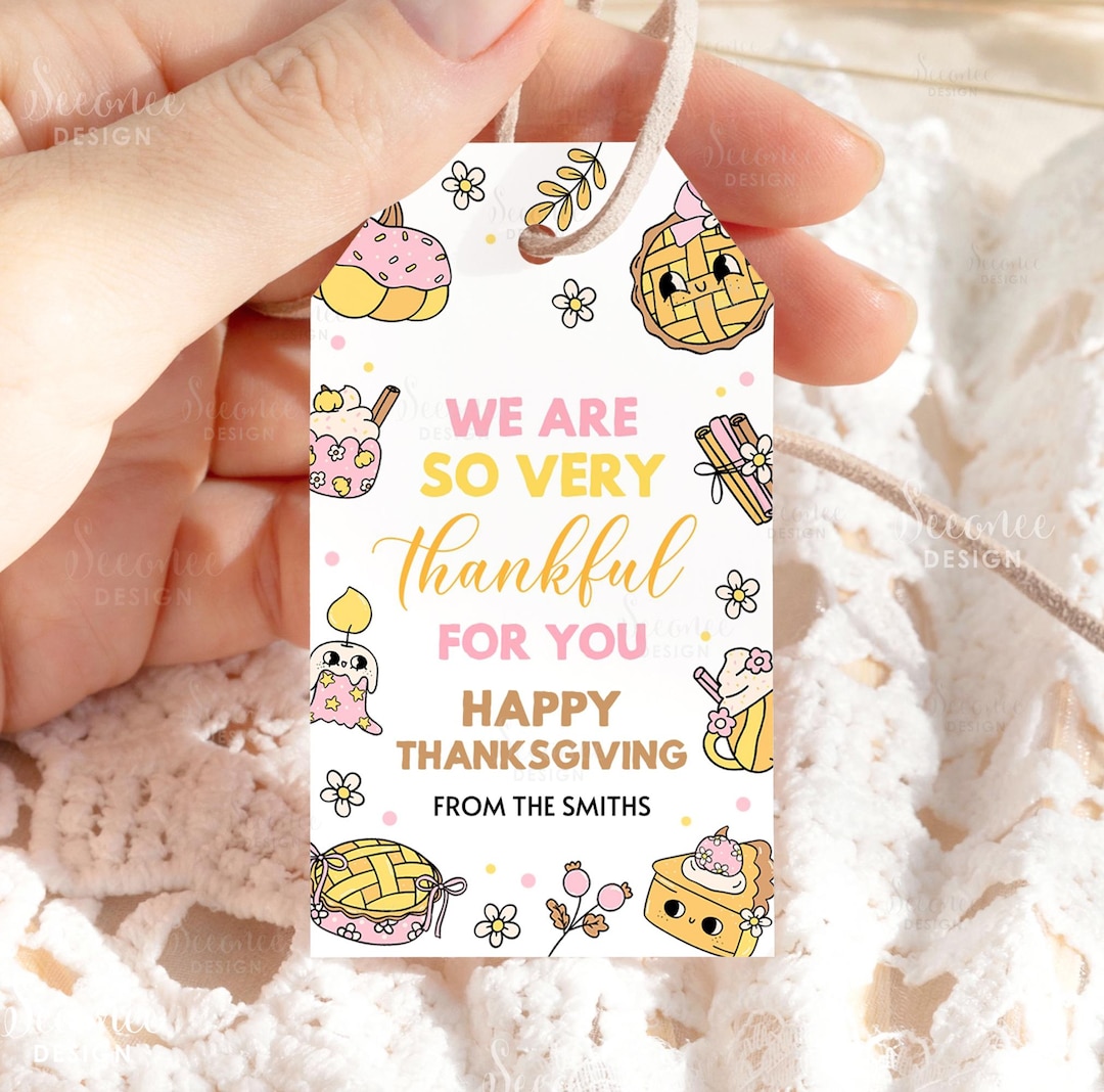 So Very Thankful Tag Printable, Happy Thanksgiving Gift Tag for Teacher ...