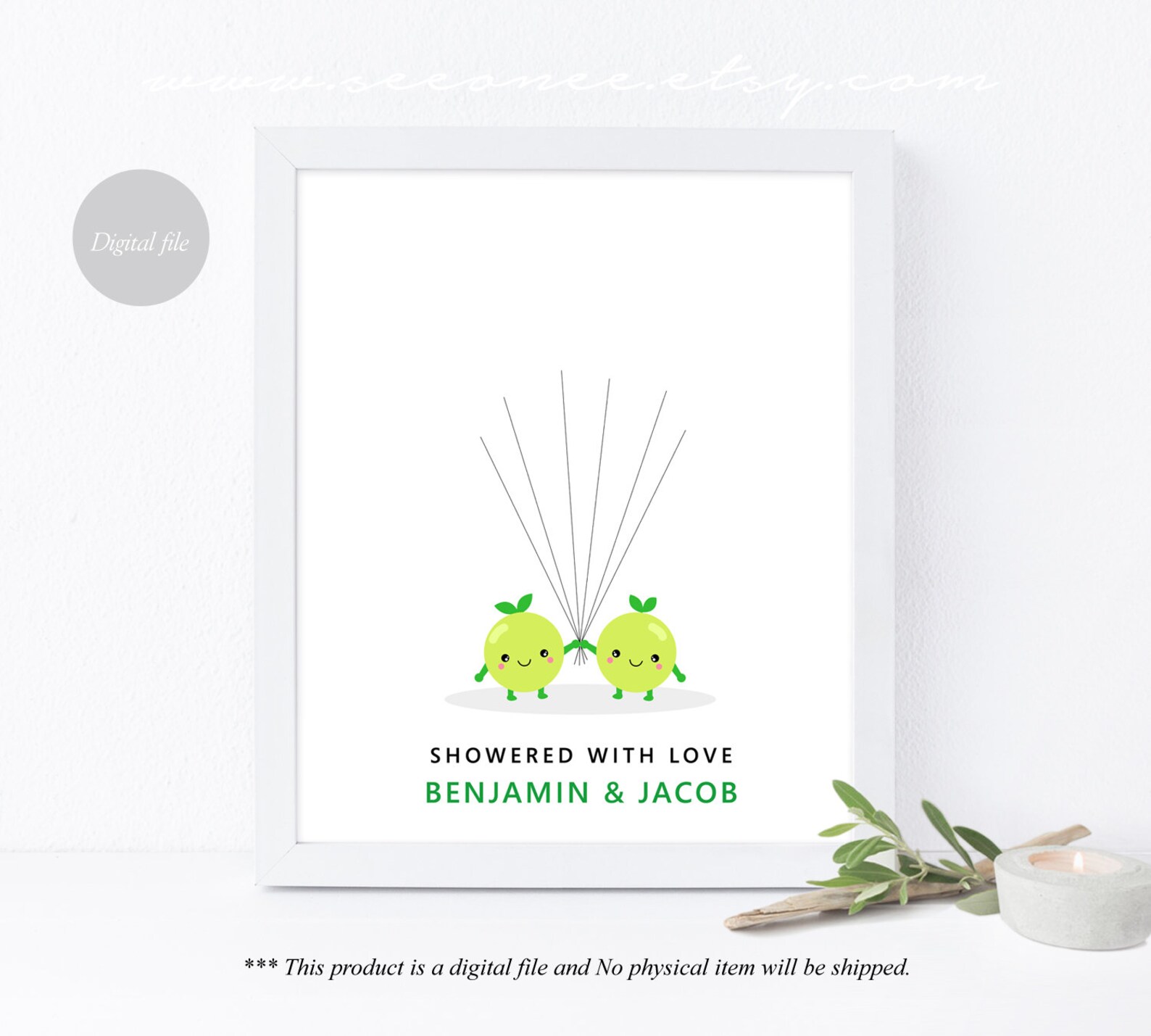 Pea Fingerprint Guestbook Twins Baby Shower Gift Peas in the | Etsy