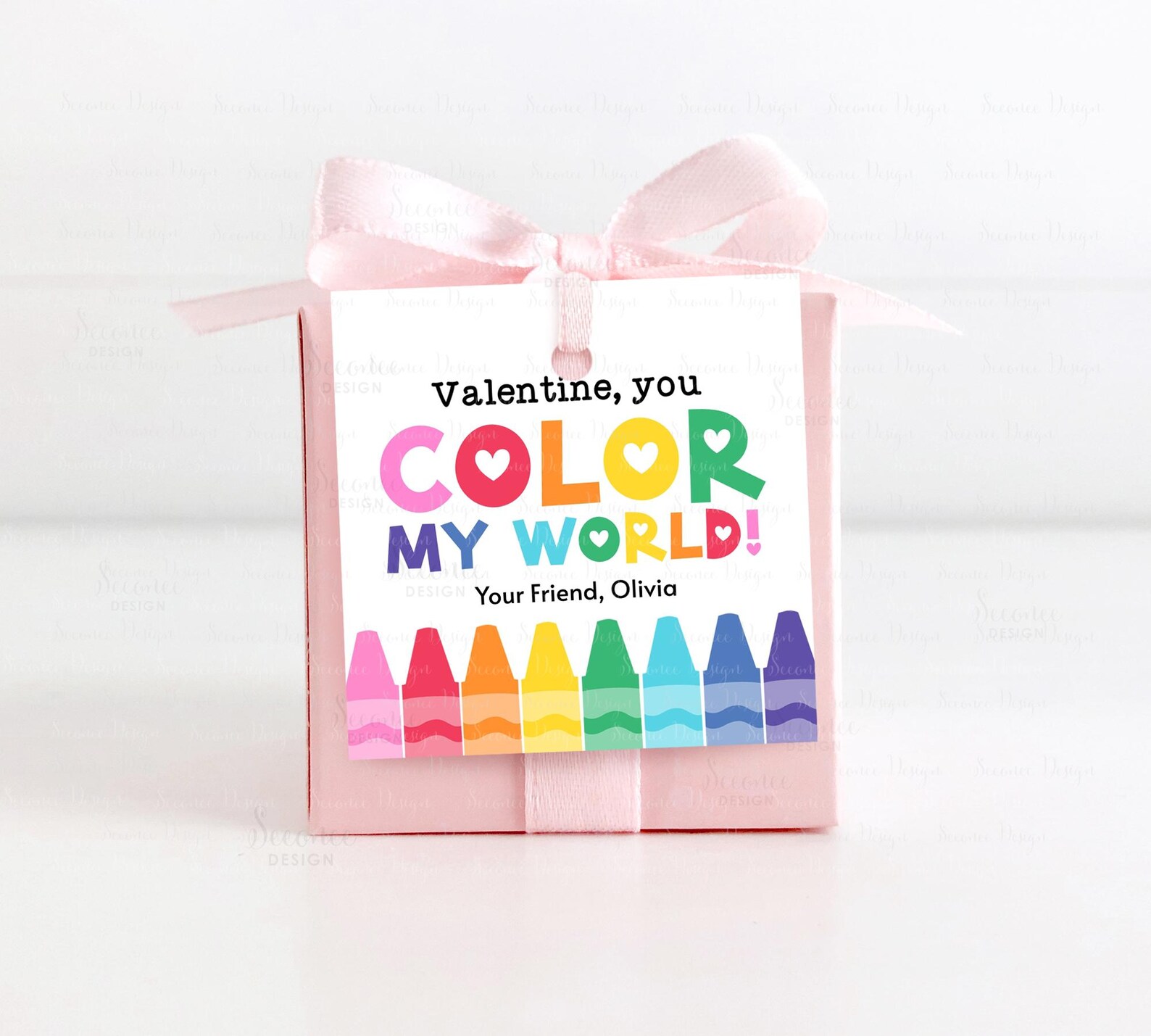 Editable Valentine's Day Gift Tag Valentine You Color My World ...