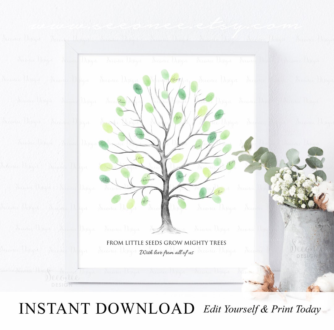 INSTANT DOWNLOAD Editable Thumbprint Tree Guest Book Alternative ...